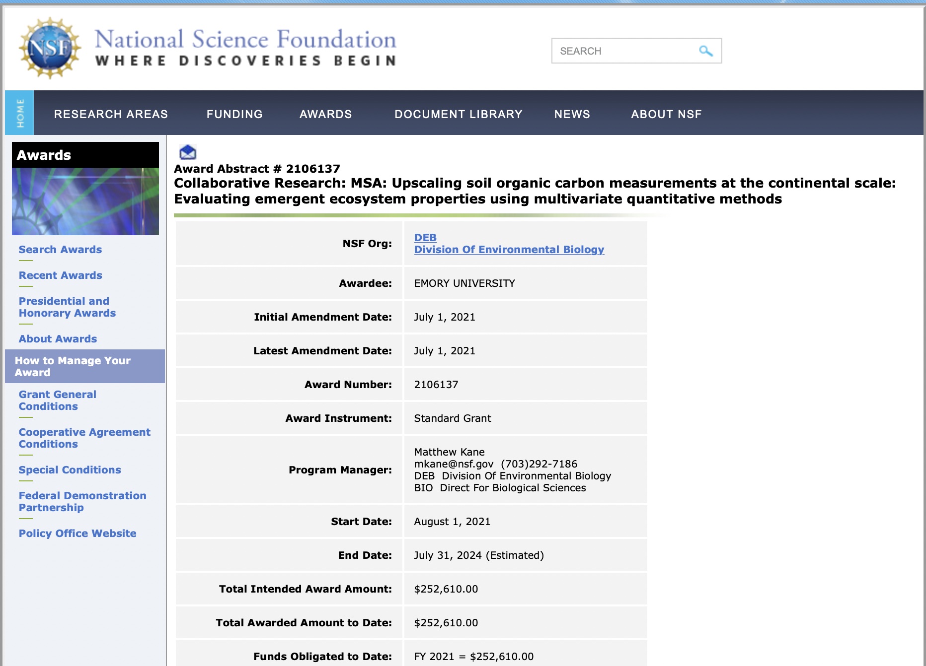 Funding from the National Science Foundation (NSF) | Sihi ...